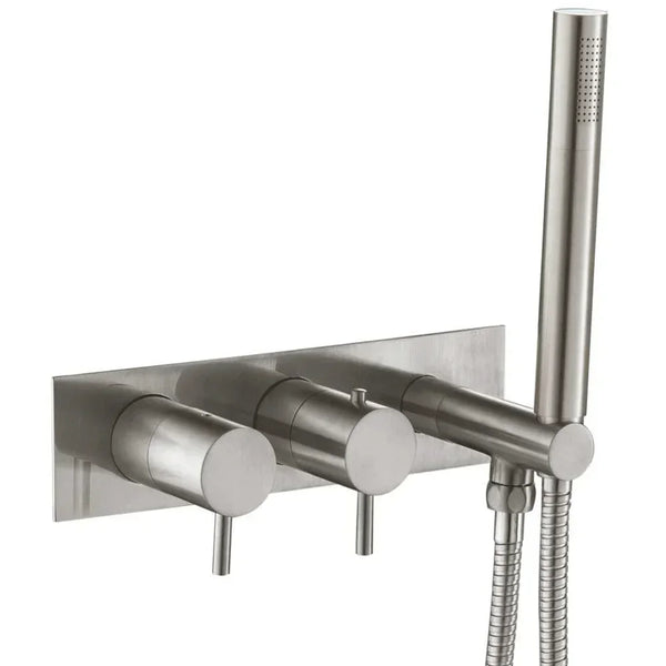 JTP Inox Wall Mounted Bath Shower Mixer with Hose Attachment - Stainle