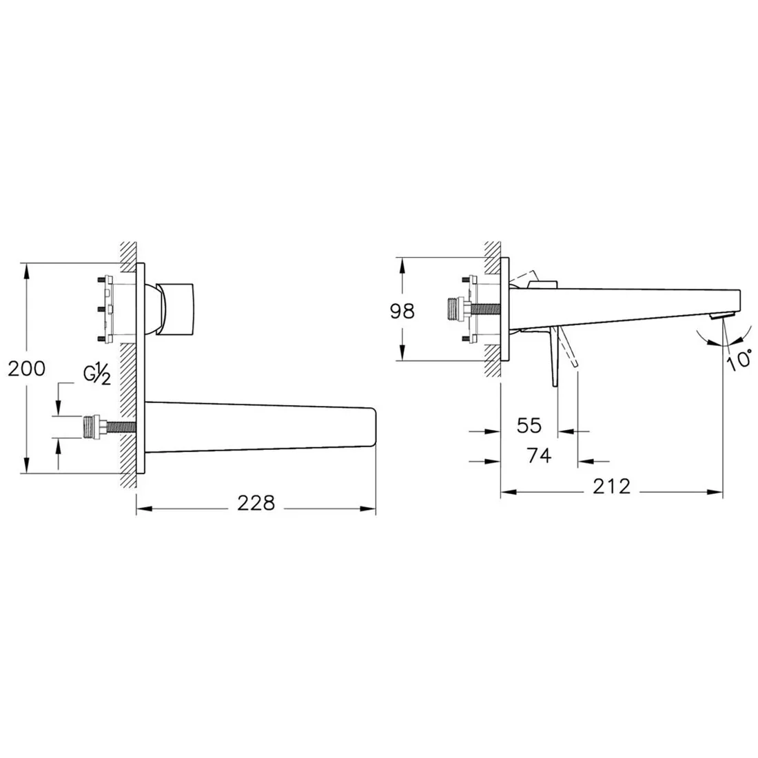 VitrA Flow Square Wall Mounted Basin Mixer | Chrome | A43180EXP