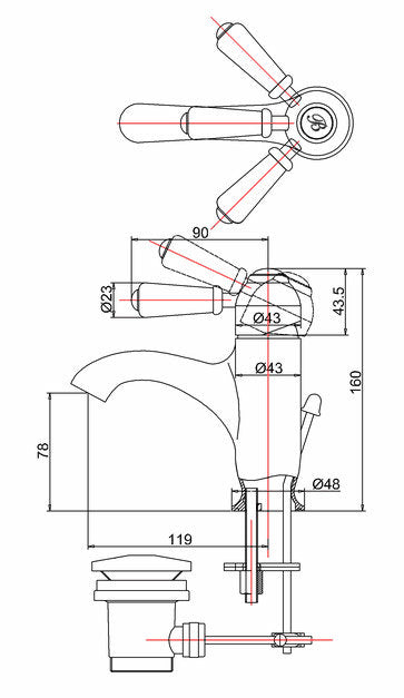 Burlington Chelsea Curved Mono Basin Mixer Tap Chrome CH22