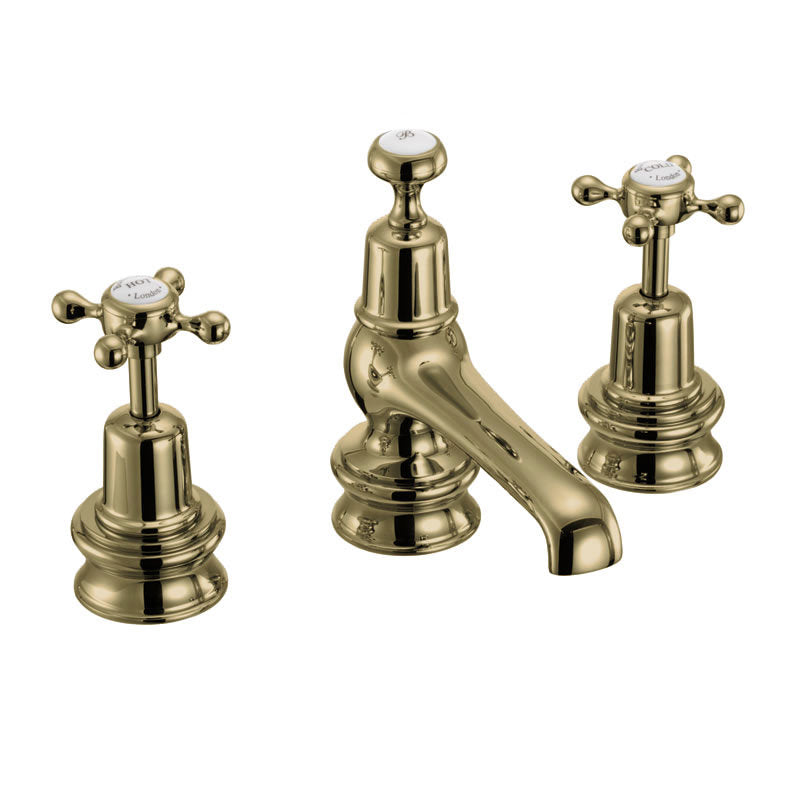 Burlington Gold Claremont Regent 3TH Basin Mixer | CLR12-QT-GOLD