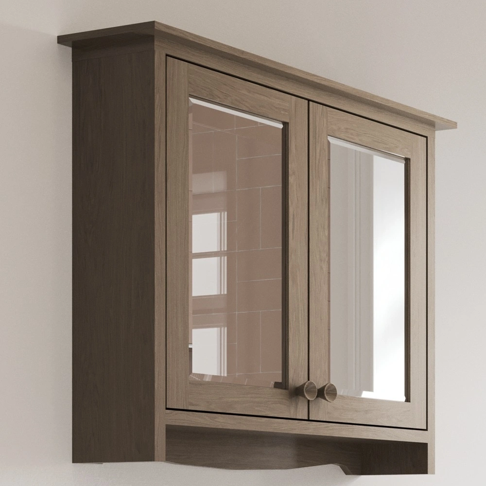 Burlington Guild 650mm Bathroom Mirror Cabinet - Dark Oak | GU6557DOK_CAB