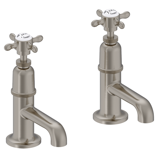 Burlington Guild Basin Pillar Taps - Brushed Nickel | GU150DNL