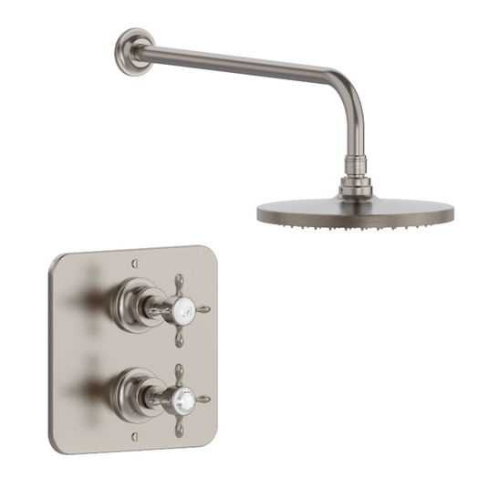 Burlington Guild Square Thermostatic Concealed Shower Valve Brushed ...