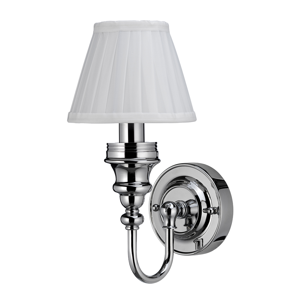 Burlington Ornate Light with Chrome Base and Fine Pleated Shade White ...