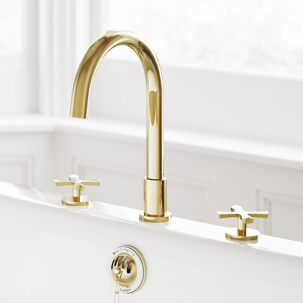 Burlington Riviera Art Deco Gold 3 Hole Bath Filler RIV32-GOLD ...