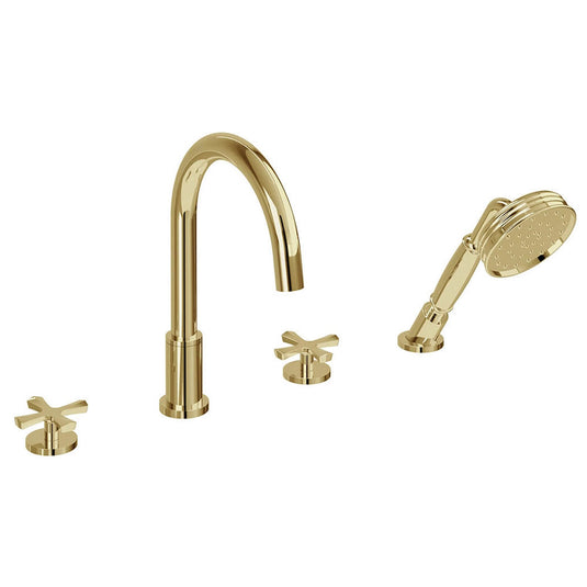 Burlington Riviera Art Deco 4 Hole Bath Shower Mixer Gold | RIV33-GOLD