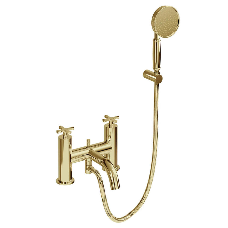 Burlington Riviera Art Deco Bath Shower Mixer with Shower Kit Gold | R