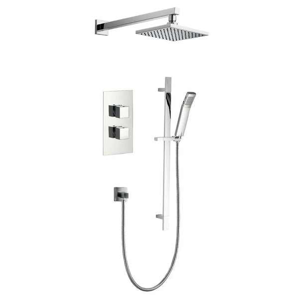 Imex Bloque2 2 Knob Twin Outlet Concealed Valve with New Fixed Head an