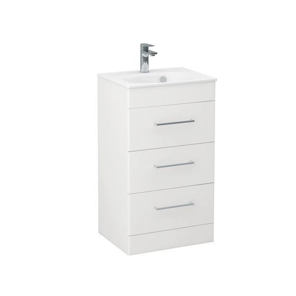 Imex Ivan 600mm Floor Standing Three Draw Vanity in Matt White - 3DR-1
