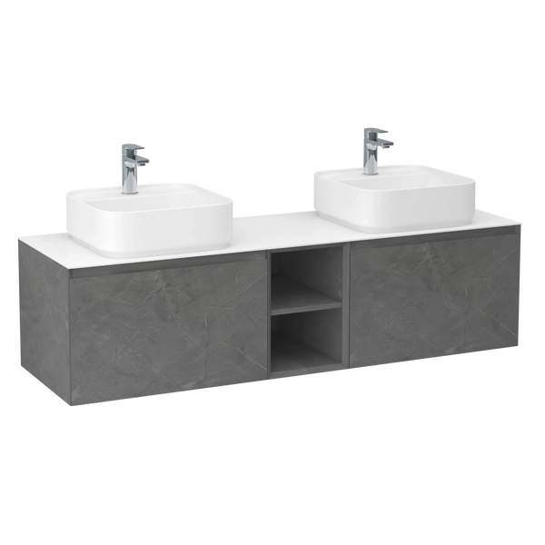 Imex Ravine 1500mm Twin Single Drawer Wall Mounted Vanity Unit with St