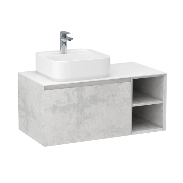 Imex Ravine 900mm Single Drawer Wall Mounted Vanity Unit with Open Sto