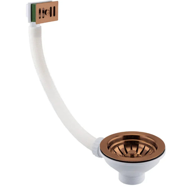 JTP Basket Strainer Kitchen Sink Waste with Square Overflow - Brushed