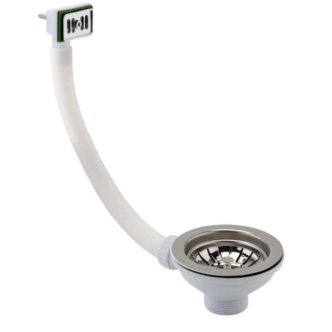 JTP Basket Strainer Kitchen Sink Waste with Square Overflow | Chrome