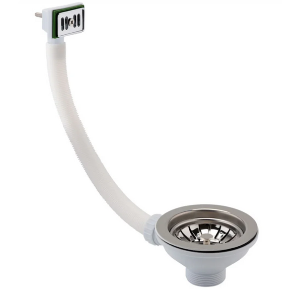 JTP Basket Strainer Kitchen Sink Waste with Square Overflow | Chrome