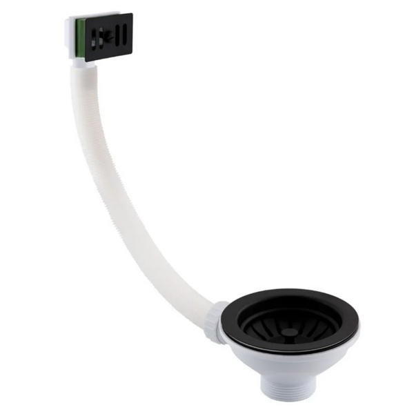 JTP Basket Strainer Kitchen Sink Waste with Square Overflow | Matt Bla