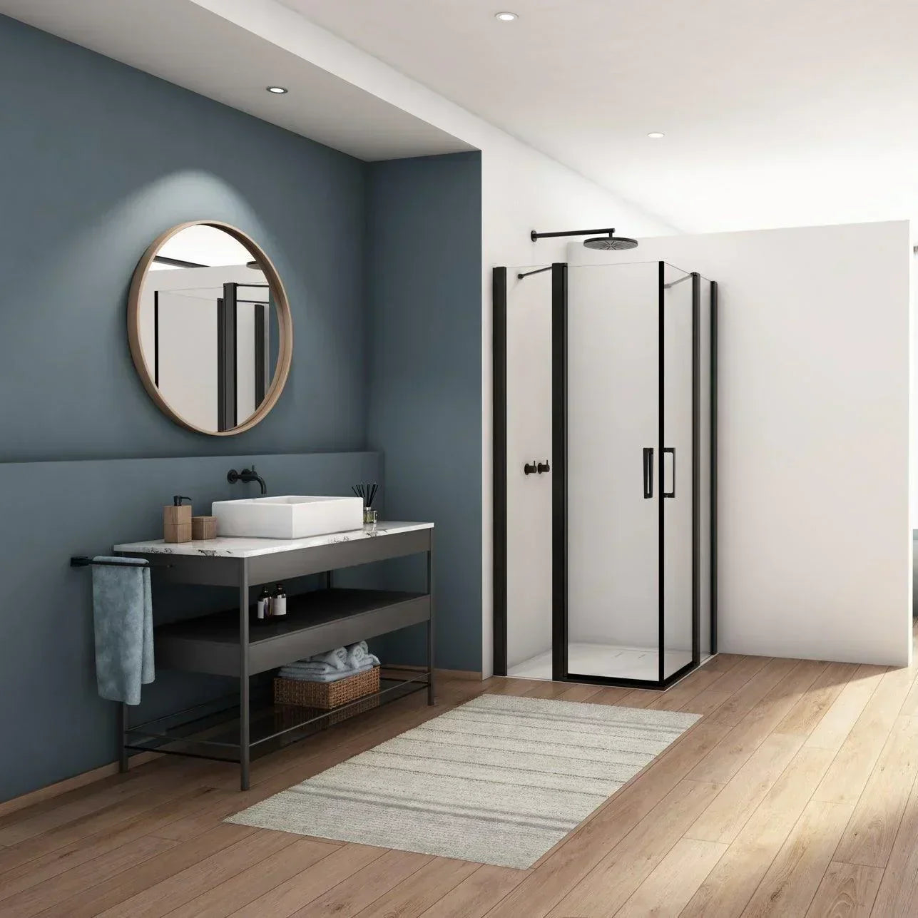 Kudos Divera 1000 x 1000mm Sliding Corner Entry Door - Black - K22SE2B