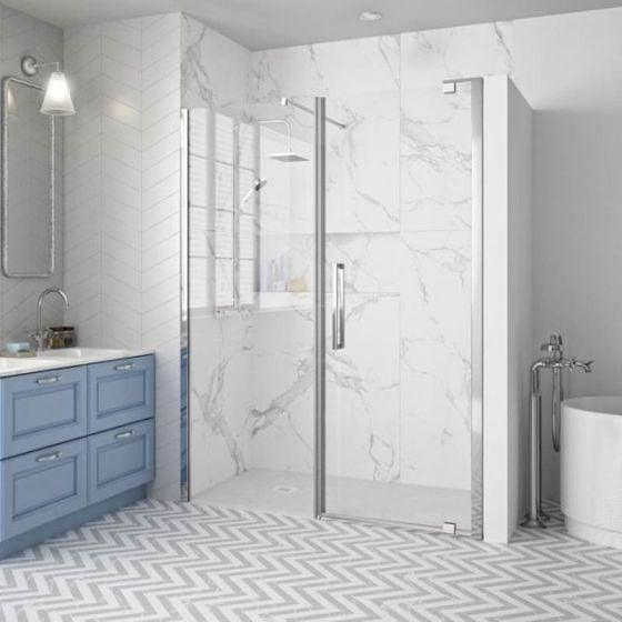 Merlyn 10 Series 1400mm Pivot Shower Door & Inline Panel - Chrome - M1