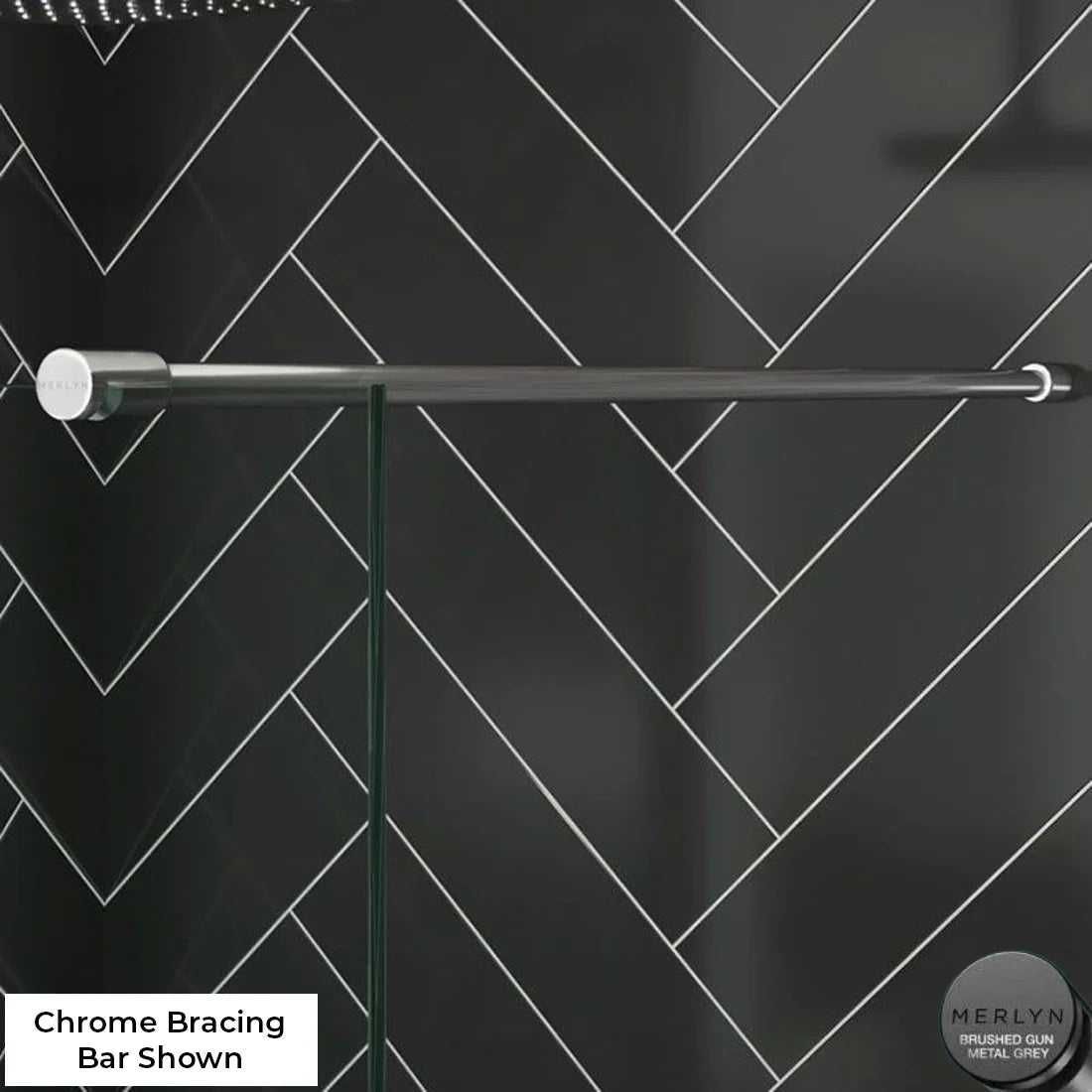 Merlyn 1500mm Wetroom Horizontal Bracing Bar - Brushed Gunmetal - N127