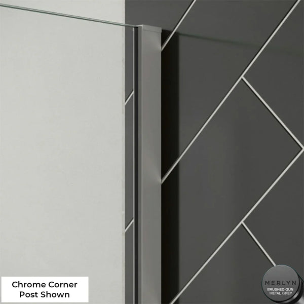 Merlyn 2000mm Wetroom Corner Post Profile - Brushed Gunmetal - 8WCRBGM
