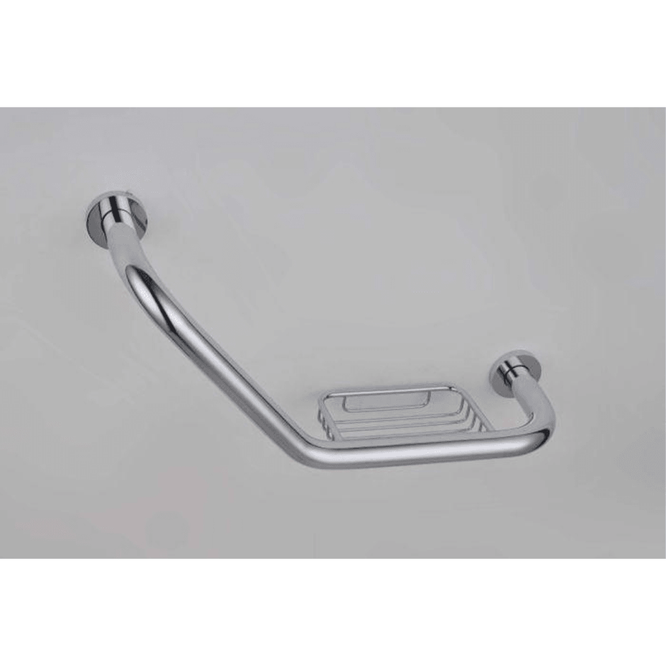 RAK Ceramics Angled Grab Rail With Intergrated Soap Dish - Chrome - RA