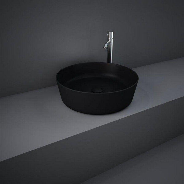 RAK Ceramics Feeling 42cm Round Slim Countertop Wash Basin | Matt Blac
