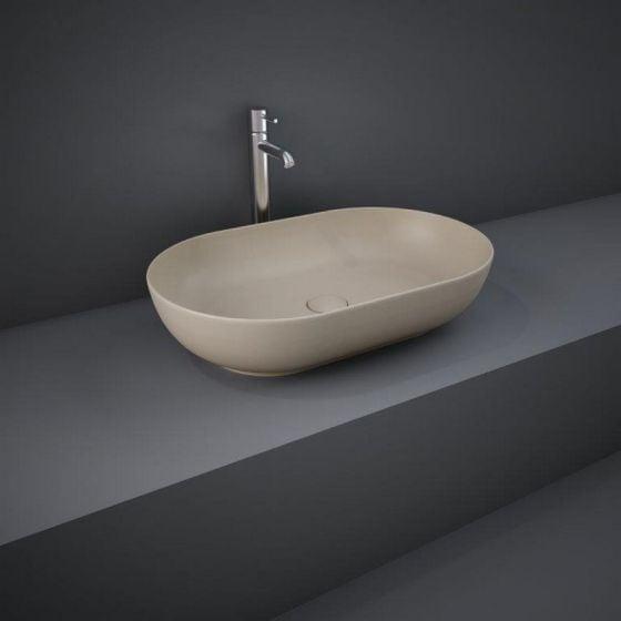 RAK Ceramics Feeling 55cm Oval Slim Countertop Wash Basin - Matt Cappu