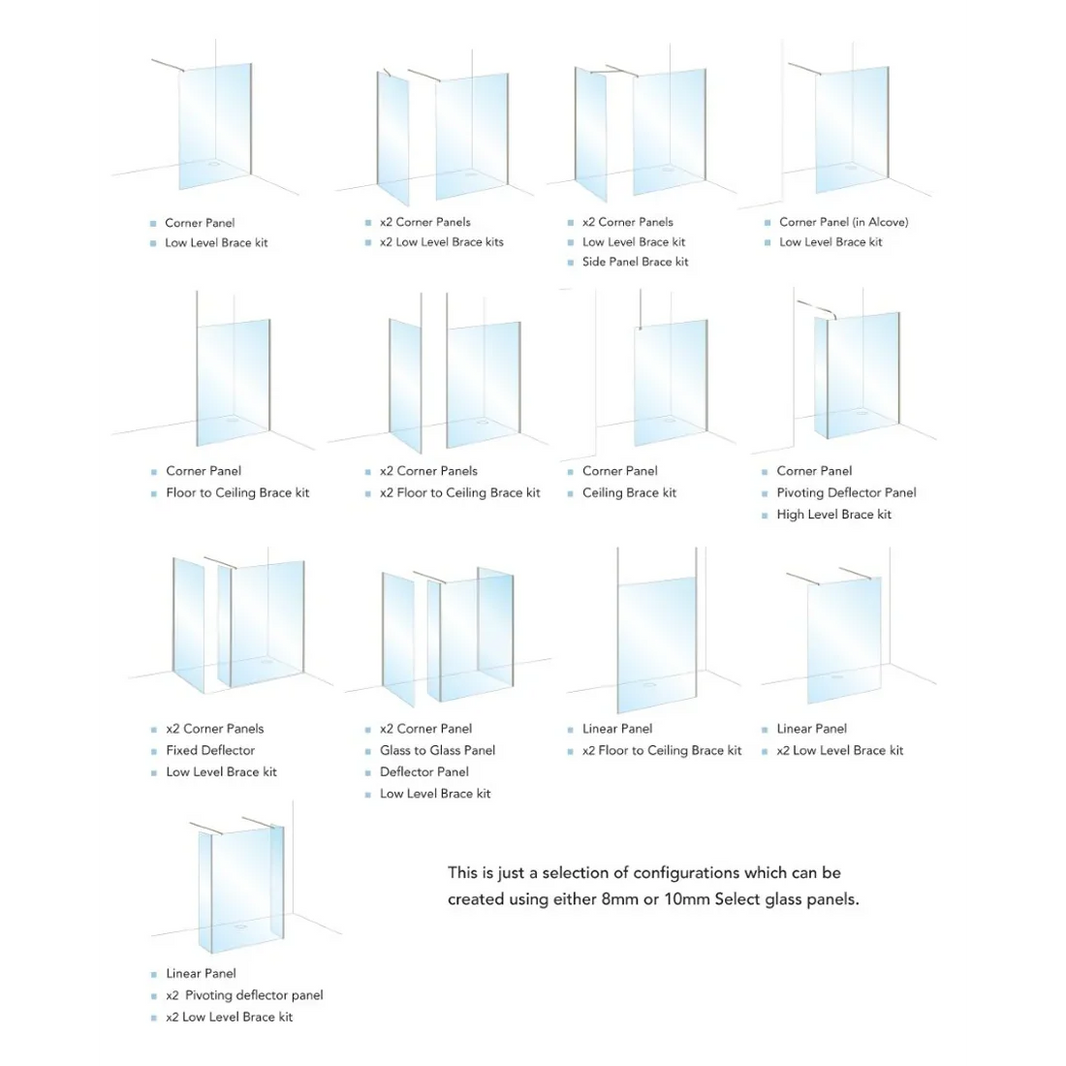 Roman Haven Select 1200 Glass To Glass Front Wetroom Panel (10mm) - Ma