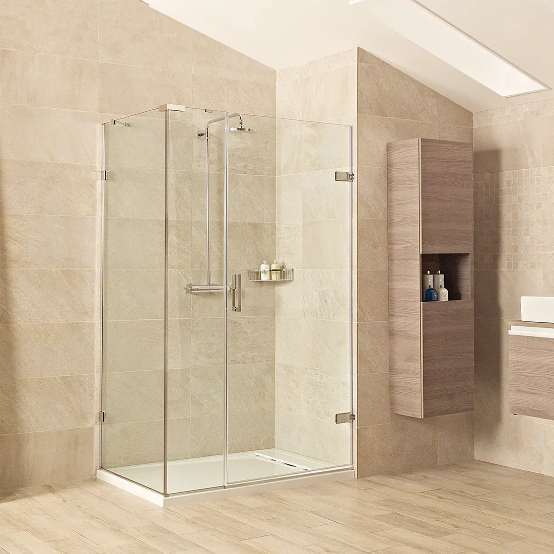 Roman Liberty 1200 x 800mm Hinged Door with One Inline Panel & Side Pa