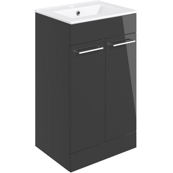 Ruby Bentley 510mm Floor Standing 2 Door Basin Unit & Basin - Anthraci