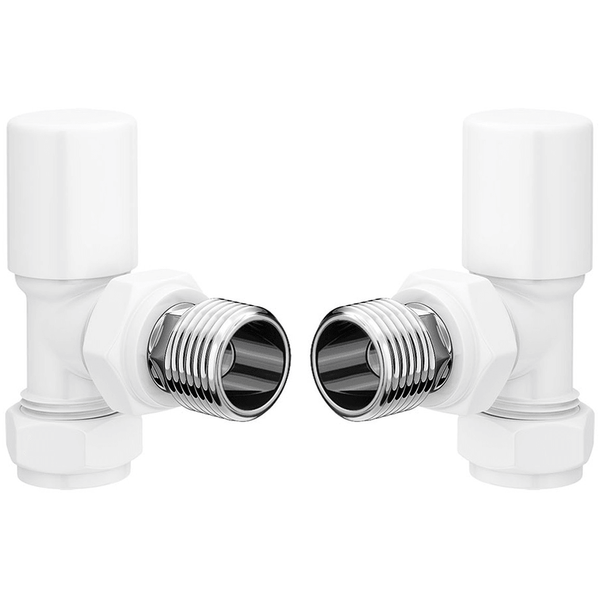 Ruby Patterned White Radiator Valves | Angled | RUBY104988