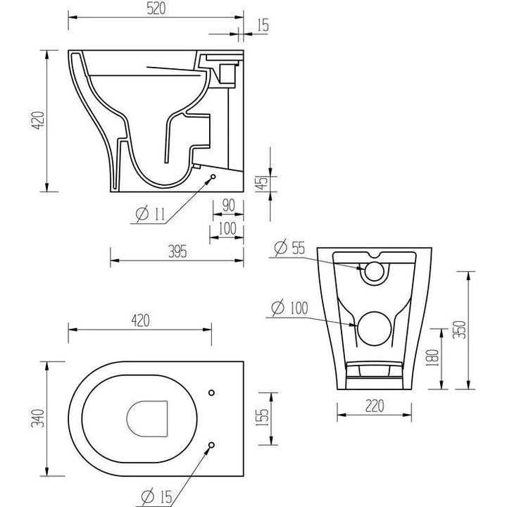 Ruby Piper Rimless Back To Wall WC & Soft Close Seat - RUBY106141