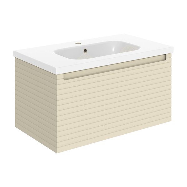 Ruby Roo 815mm Wall Hung 1 Drawer Basin Unit & Basin - Matt Cotton - R