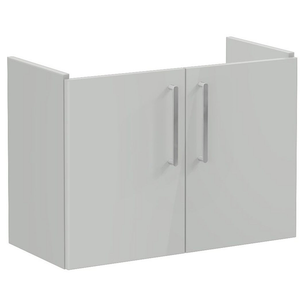 VitrA Root Flat 80cm 2 Door Wall Hung Slim Washbasin Unit | Shiny Pear